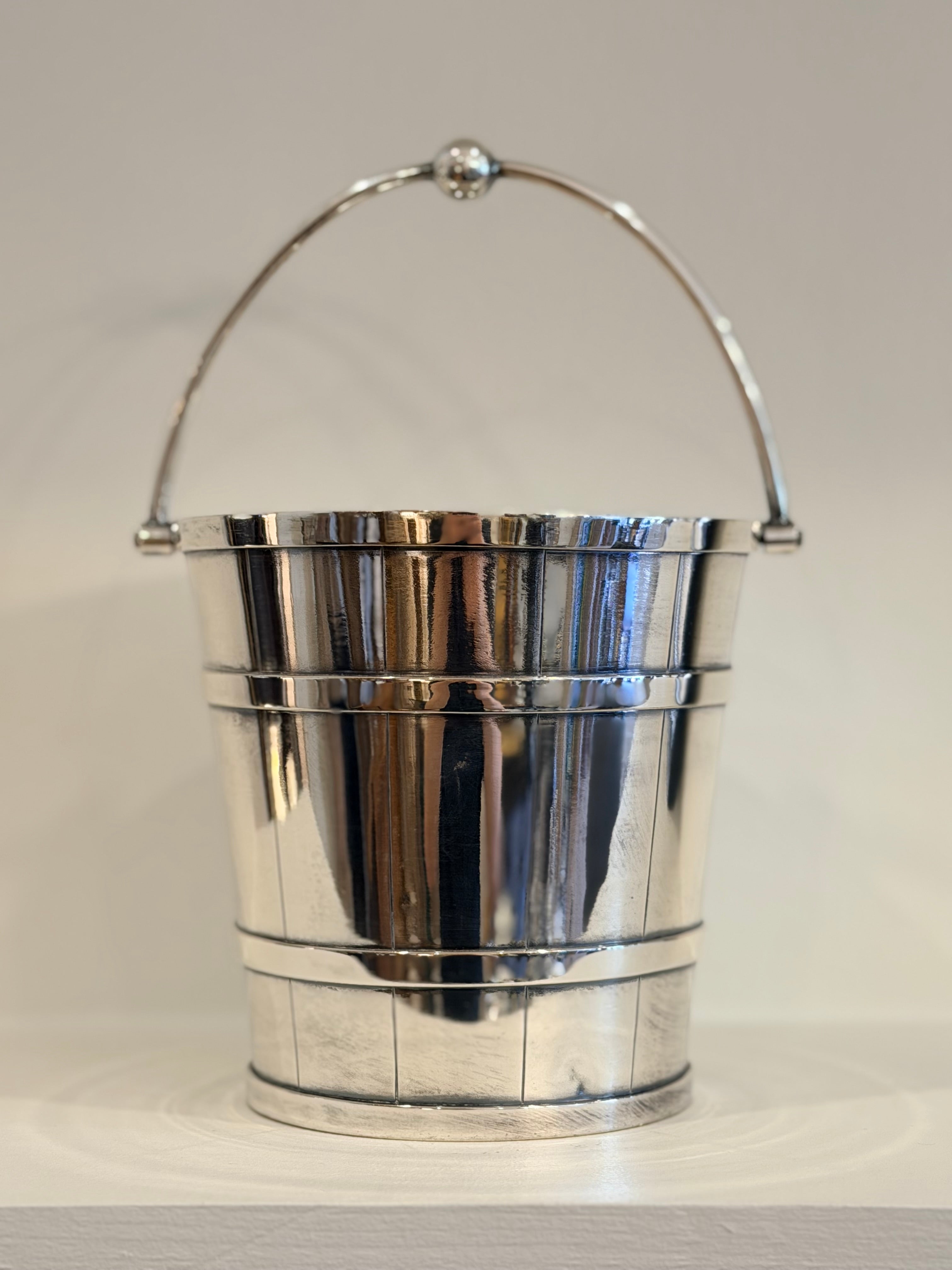 19th Century English Silverplate Ice Bucket with Swing Handle ...