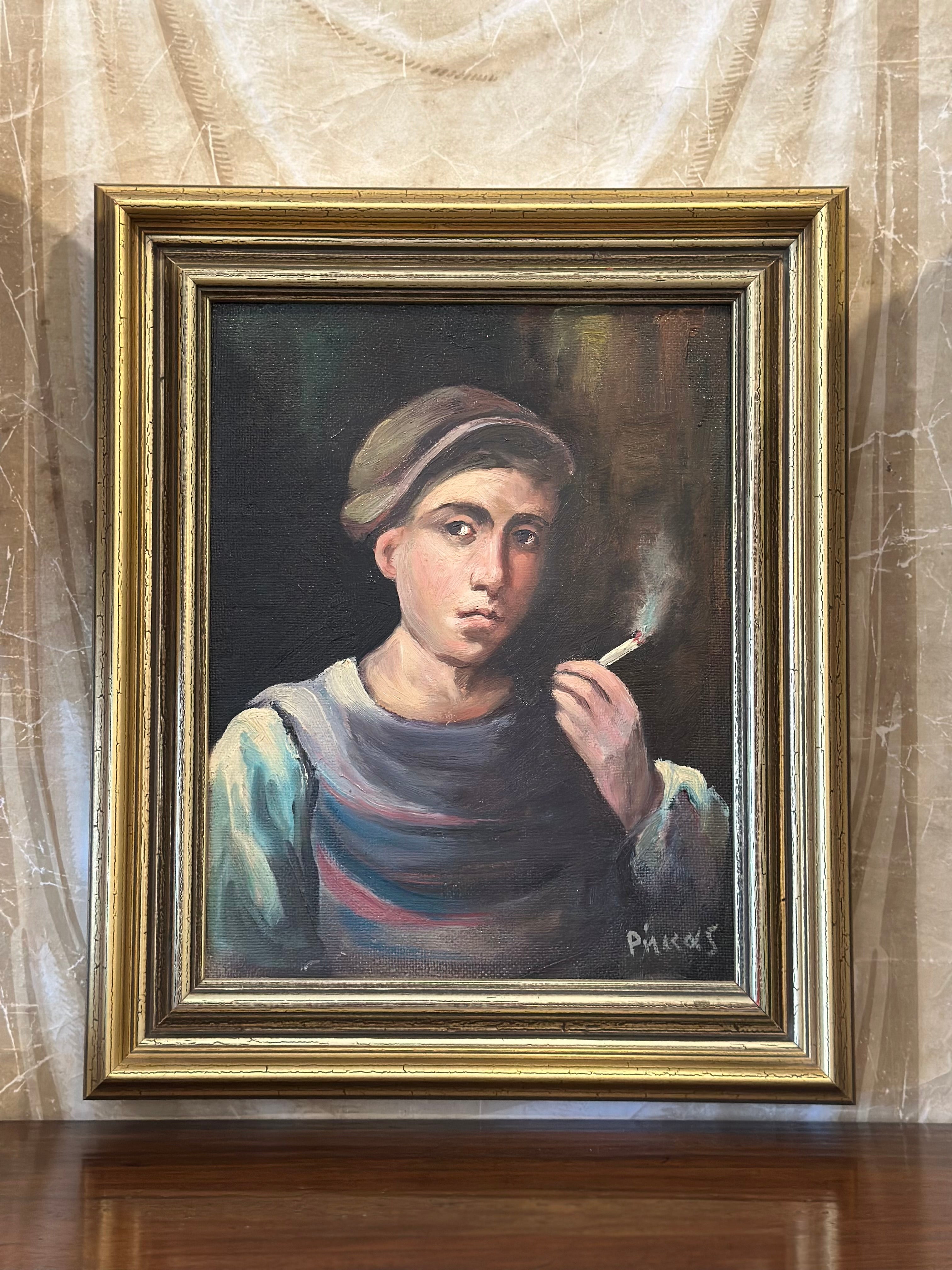 Boy With Cigarette Oil Painting – Housebound Interiors