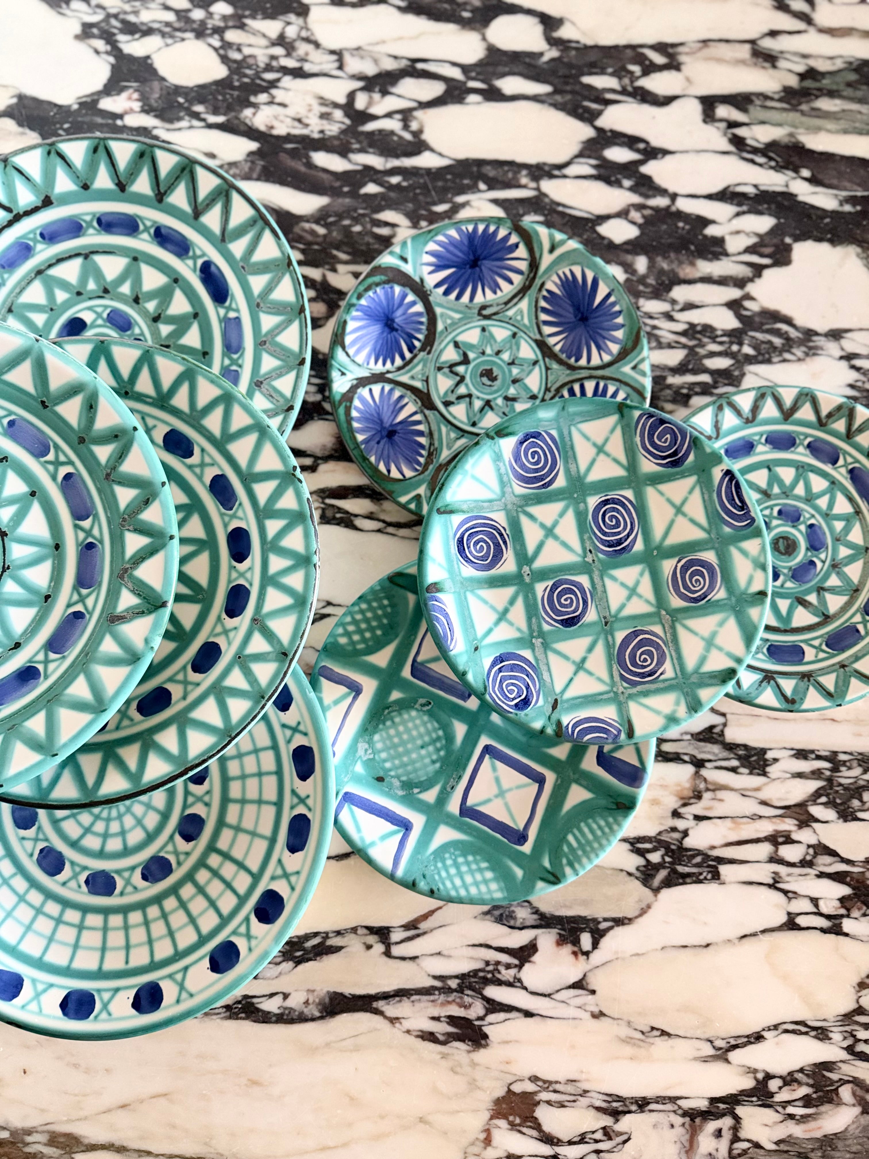 Set of 8 Hand-Painted Plates by Robert Picault — Vallauris, France, c ...